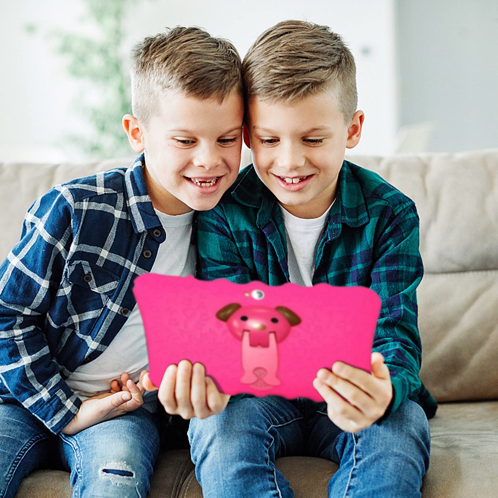 7-inch Children's Tablet Computer 1+8G Android Tablet Cartoon Front And Rear Dual Camera Tablet Children's Early Education Learning Machine Parent-child Gift, Shockproof Case, Educational, Games (Red)