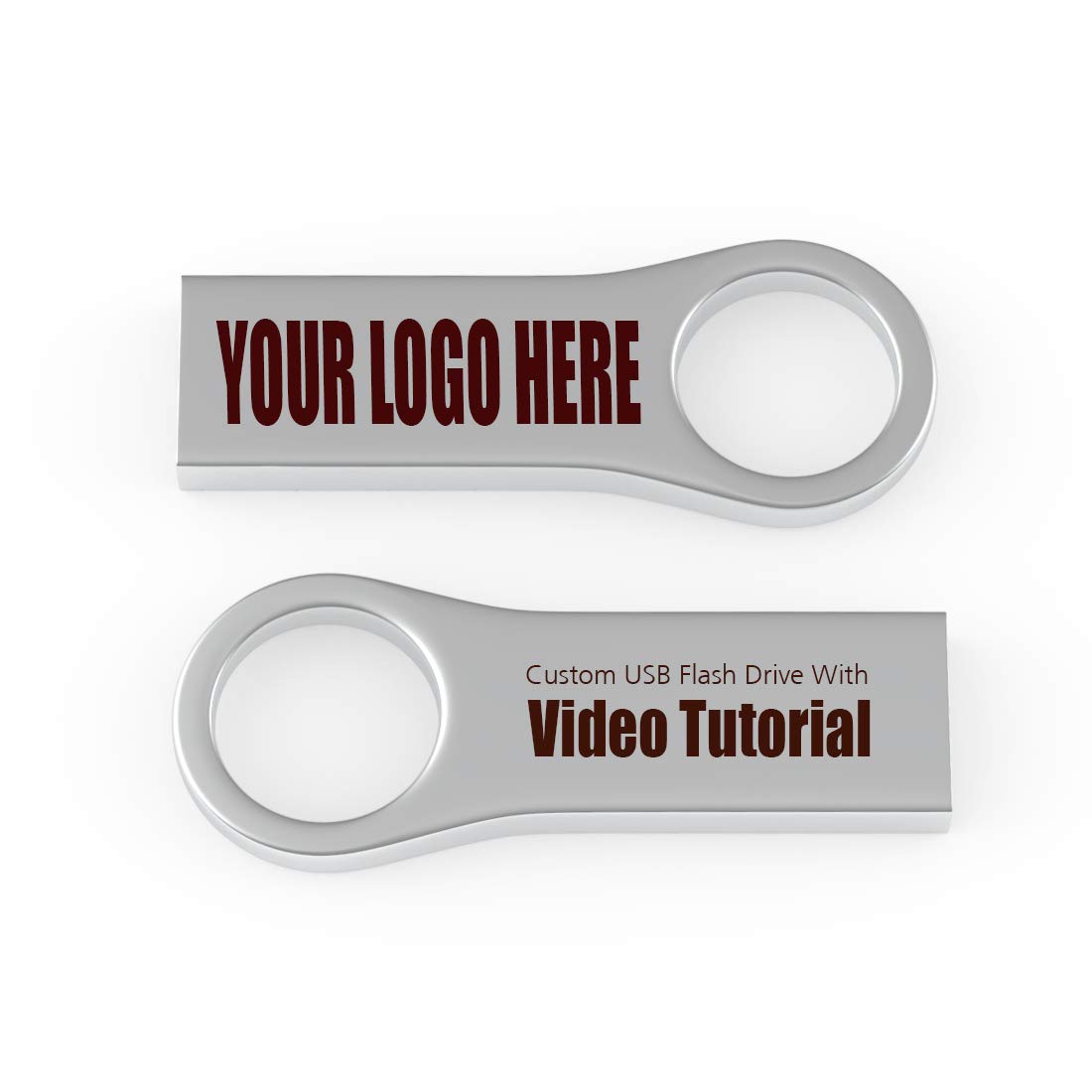 MEINAMI Customized USB Flash Drive Metal Ring Custom Thumb Drive Metal Personalized Memory Stick 512MB 100 Pack