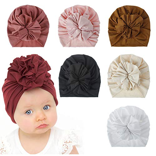 Happy Cherry 6 Pcs Baby Turban Knot Hats Newborn Infant Toddler Hospital Hat Cotton Head Wrap