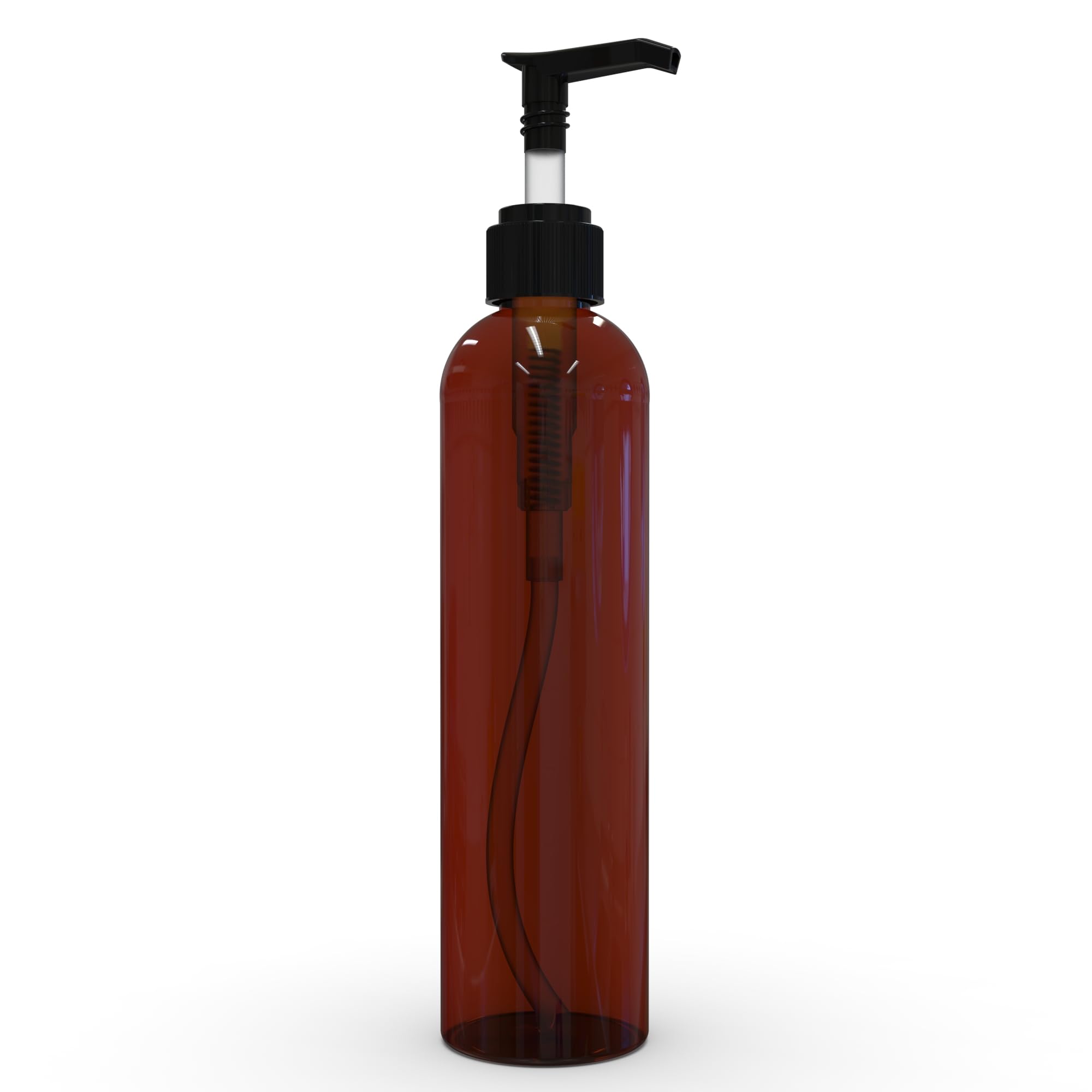 BRIGHTFROM Lotion Pump Bottles, Empty 8 OZ, BPA-Free Refillable Plastic Containers, Amber with Black Dispenser for - Soap, Shampoo, Lotions, Liquid Body Soap, Creams and Massage Oil (2 Pack)