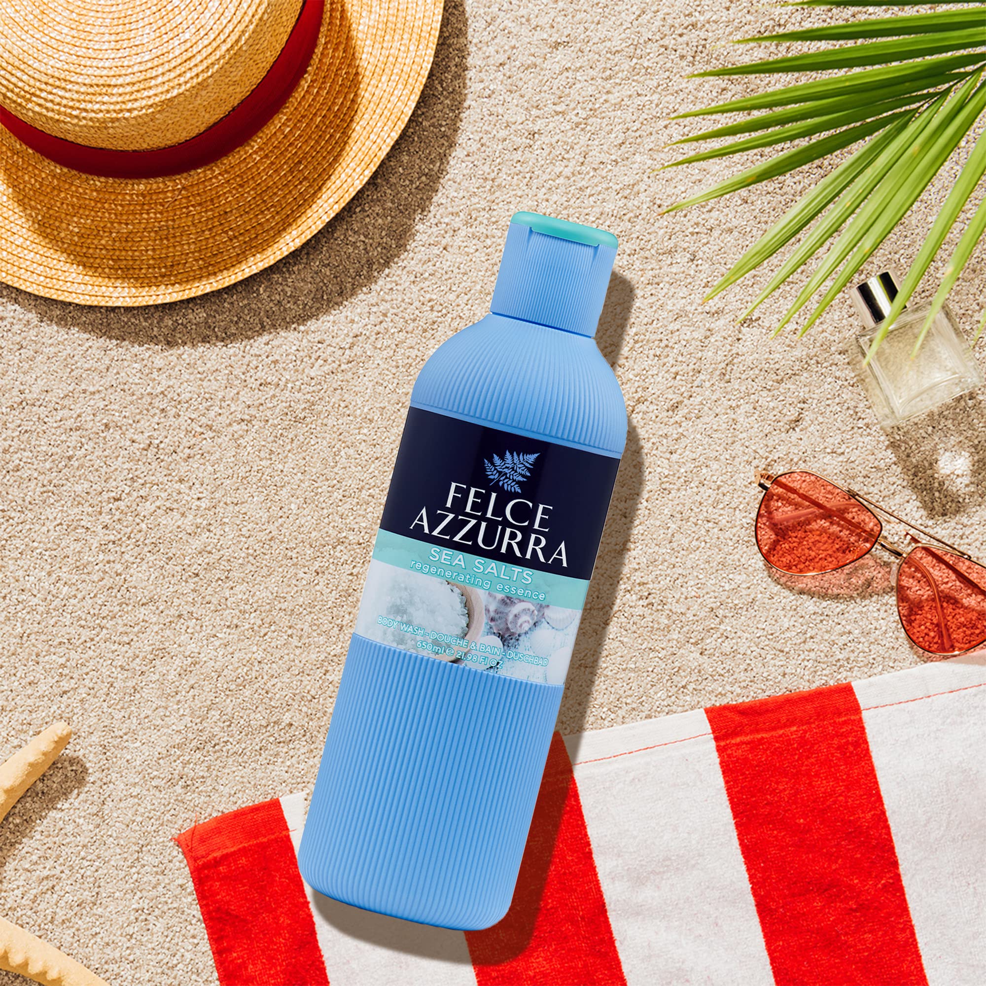 Felce Azzurra Sea Salt - Regenerating Essence Body Wash - New Rich And Velvety Formula - Envelops Your Skin With A Gentle And Light Lather - Features Notes Of White Tea And Marine - 22 Oz
