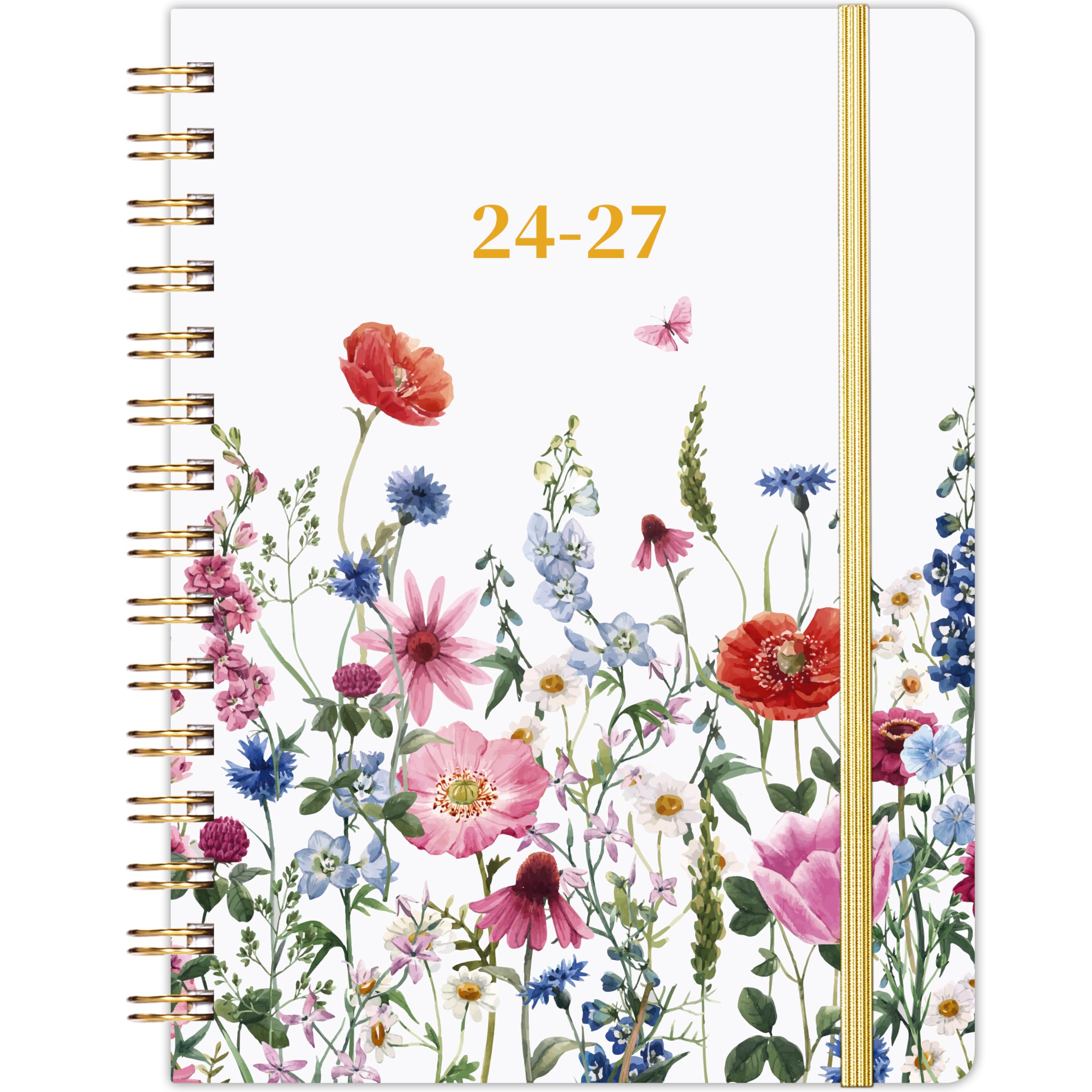 2024-2027 Monthly Planner - 3 Year Monthly Planner/Calendar 2024-2027, Jul. 2024 - Jun. 2027, 2024-2027 Monthly Planner, 6.3" x 8.4", 36 Monthly Calendar with Tabs + Back Pocket - Flowers
