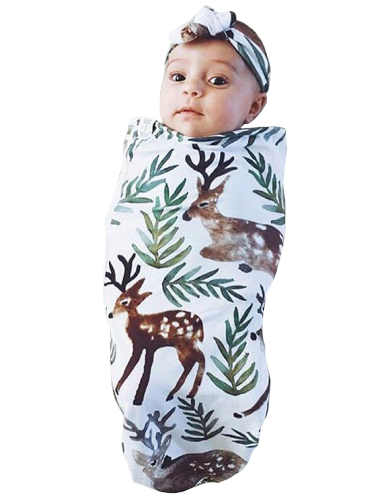 Newborn Girl Boy Deer Sleeping Blanket with Hat Cap Infant Coming Home Outfit Gift Safe Sleeping Bag for Baby 0-3M (0-3M, Deer)