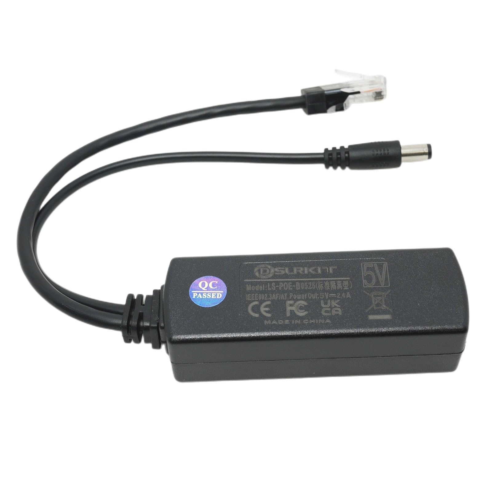DSLRKIT DC 5V 2.4A Active PoE Splitter Power Over Ethernet 802.3af 5.5x2.1mm