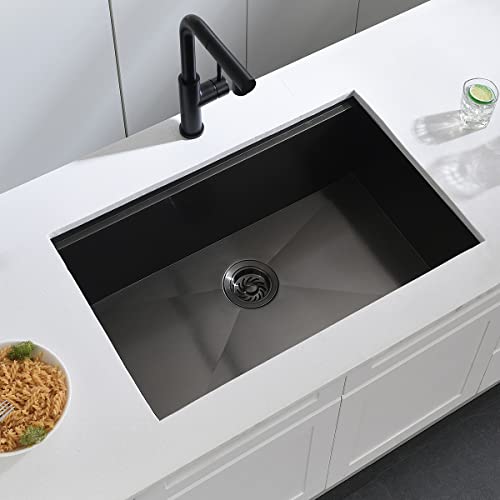 32 Black Undermount Workstation Kitchen Sink - Dorzom 32βx19β Metallic Matte Black Stainless Steel Undermount 18 Gauge 10 Inch Deep Single Bowl Workstation Ledge Kitchen Sink with Accessories