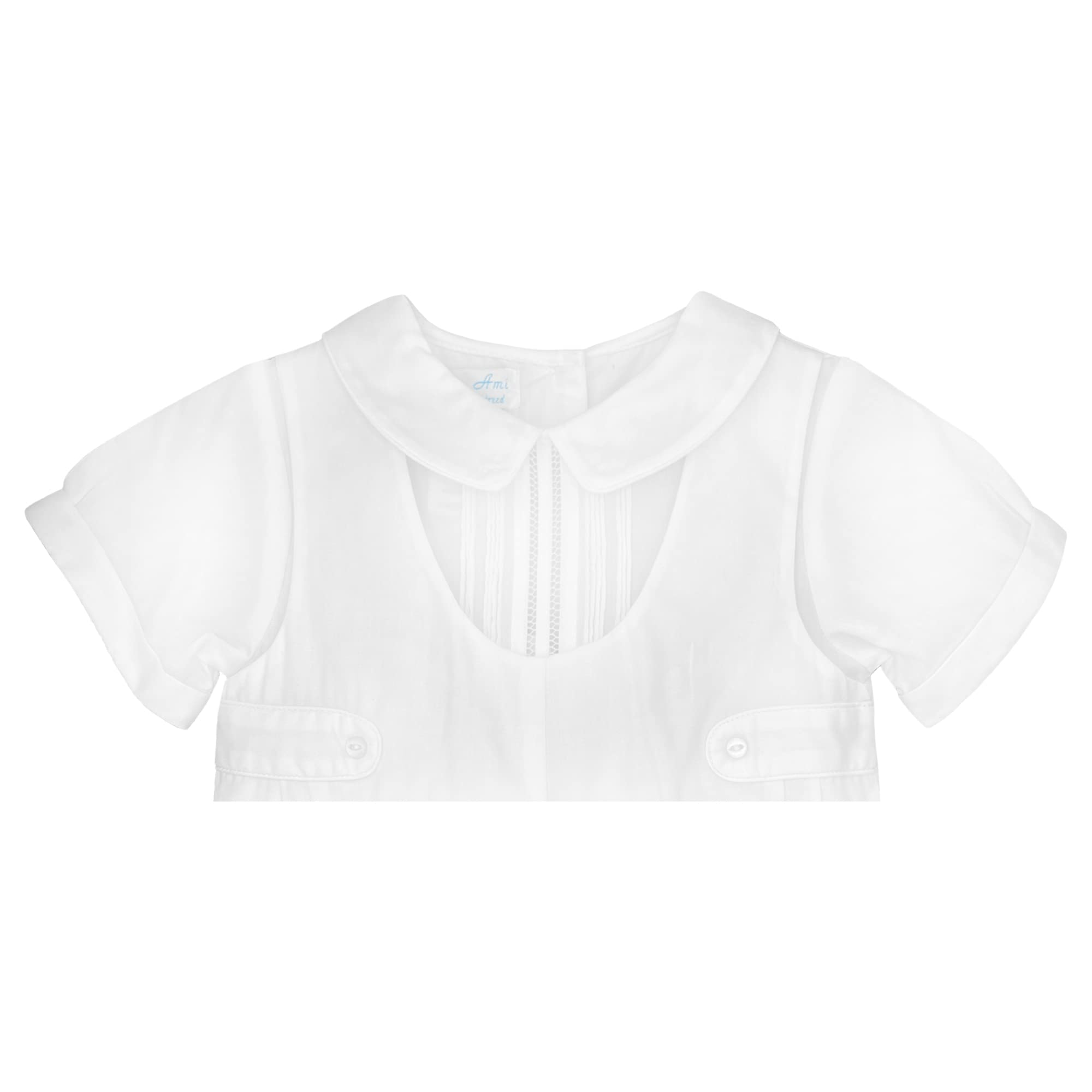Petit Ami Baby Boys’ Shortall with Pintucks and Side Tabs, 24 Months, White