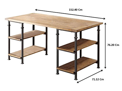 HOMELEGANCE Factory Metal Frame Writing Desk, Rustic Brown