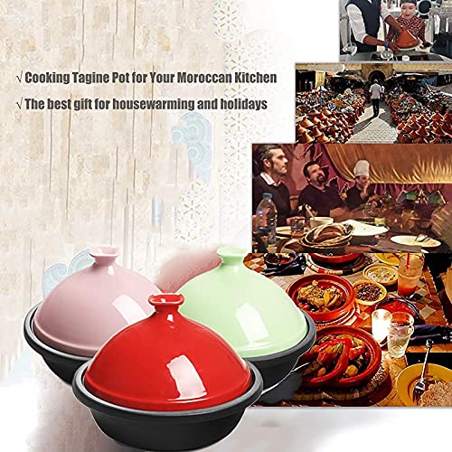 30cm Moroccan Tagine, with Lid, Non-Stick Enameled Cast Iron Soup Pot, for Different Cooking Styles - Cooking Healthy Food,Red