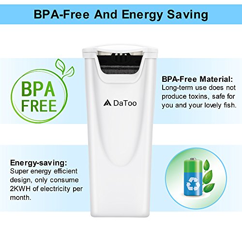 DaToo Aquarium Power Filter in-Tank Ultra Silent Small Fish Tank Filter 3W for Aquarium 1 to 10 Gallon Tank, 1 Yr Warranty