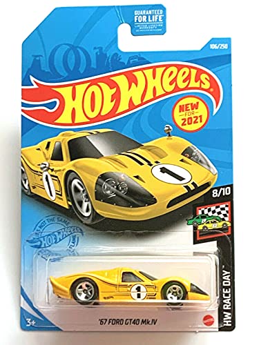 DieCast Hotwheels '67 Ford GT 40 Mk IV - HW Race Day 8/10 [Yellow] 106/250
