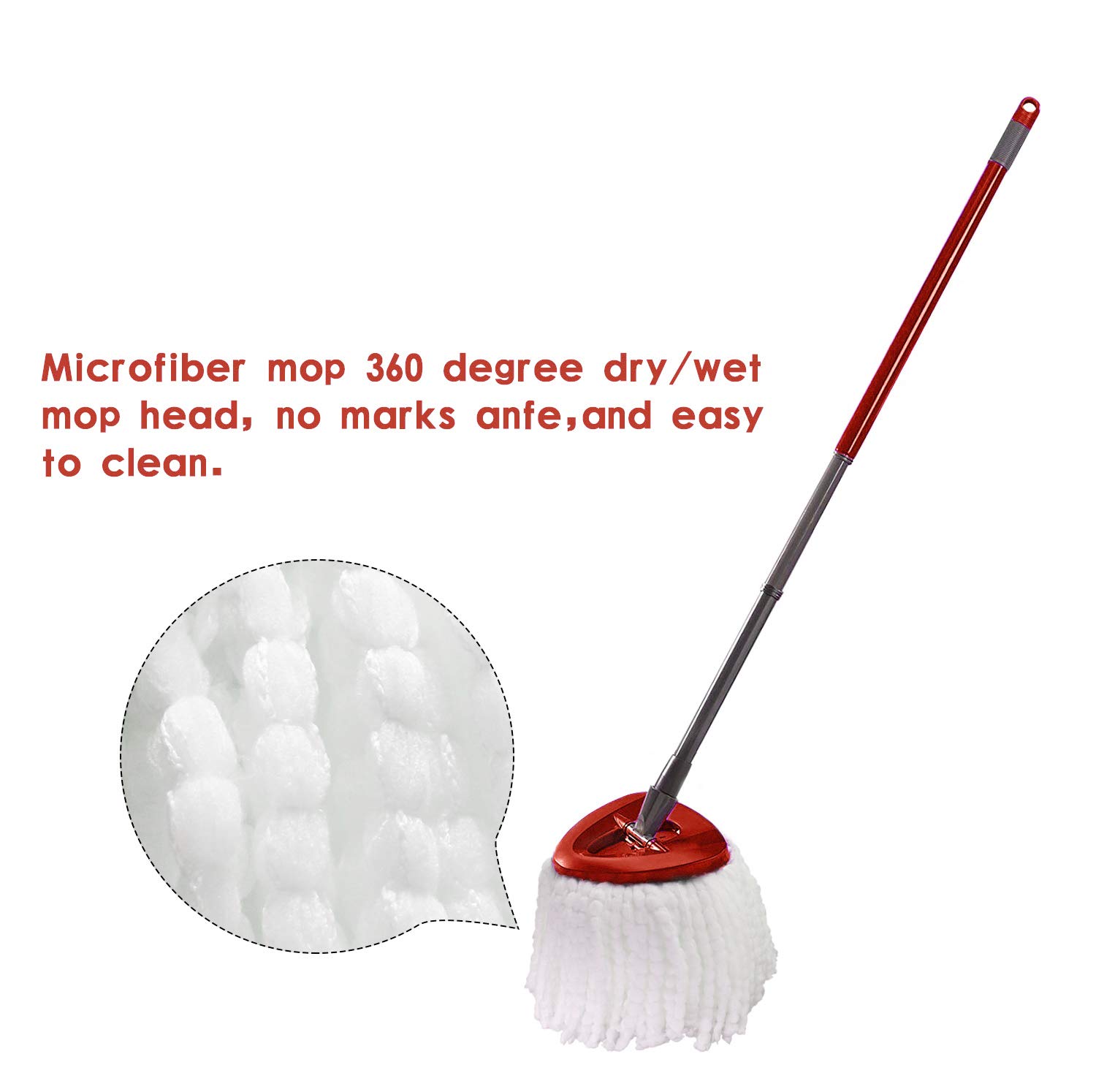 6 Pack Mop Replacement Heads for Spin Mop, Microfiber Spin Mop Refills, Easy Cleaning Mop Head Replacement