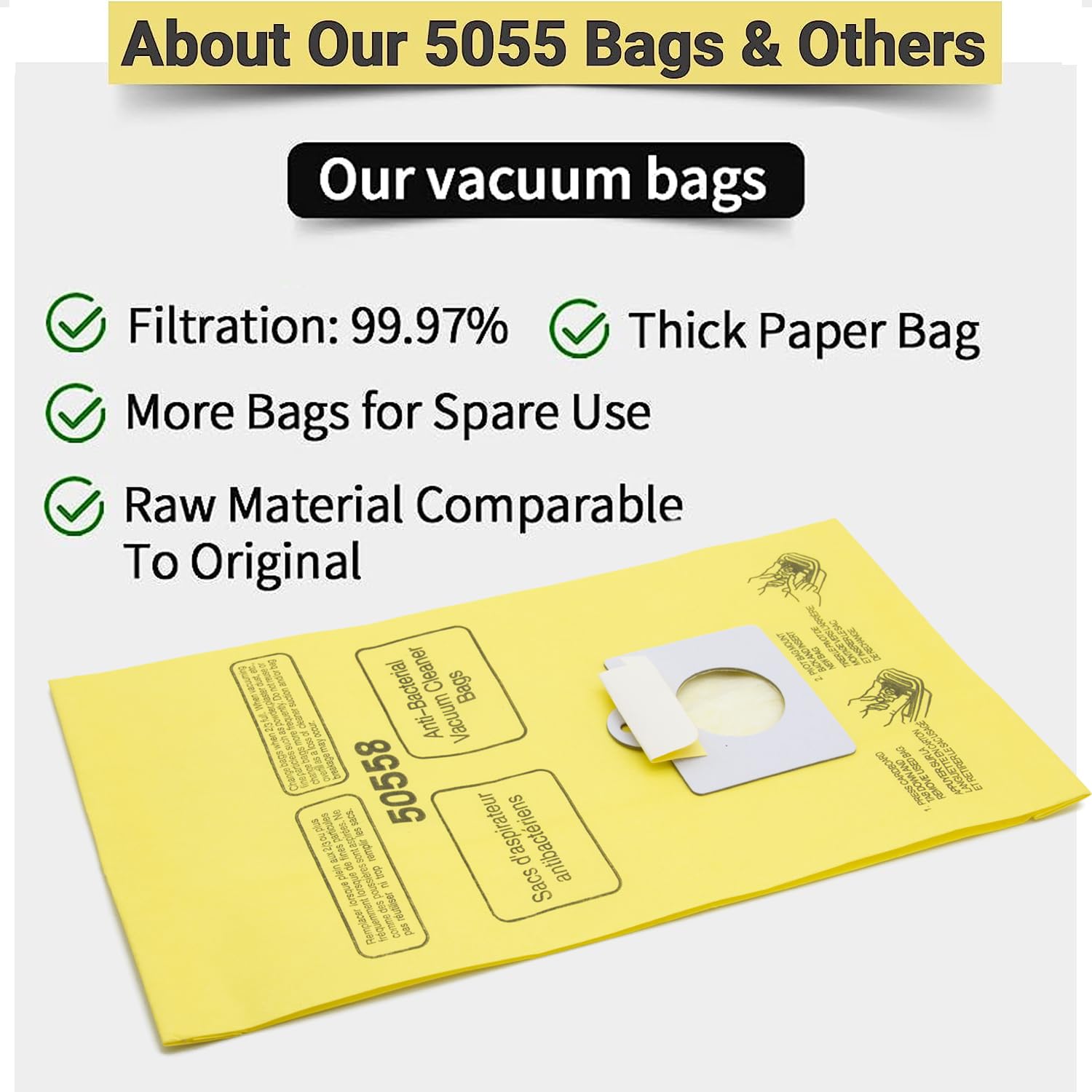 20 Pack Type C/Q 50558 Replacement Vacuum Cleaner Bags Compatible with Kenmore Canister 5055, 50557 and 50558 Panasonic Type C-5
