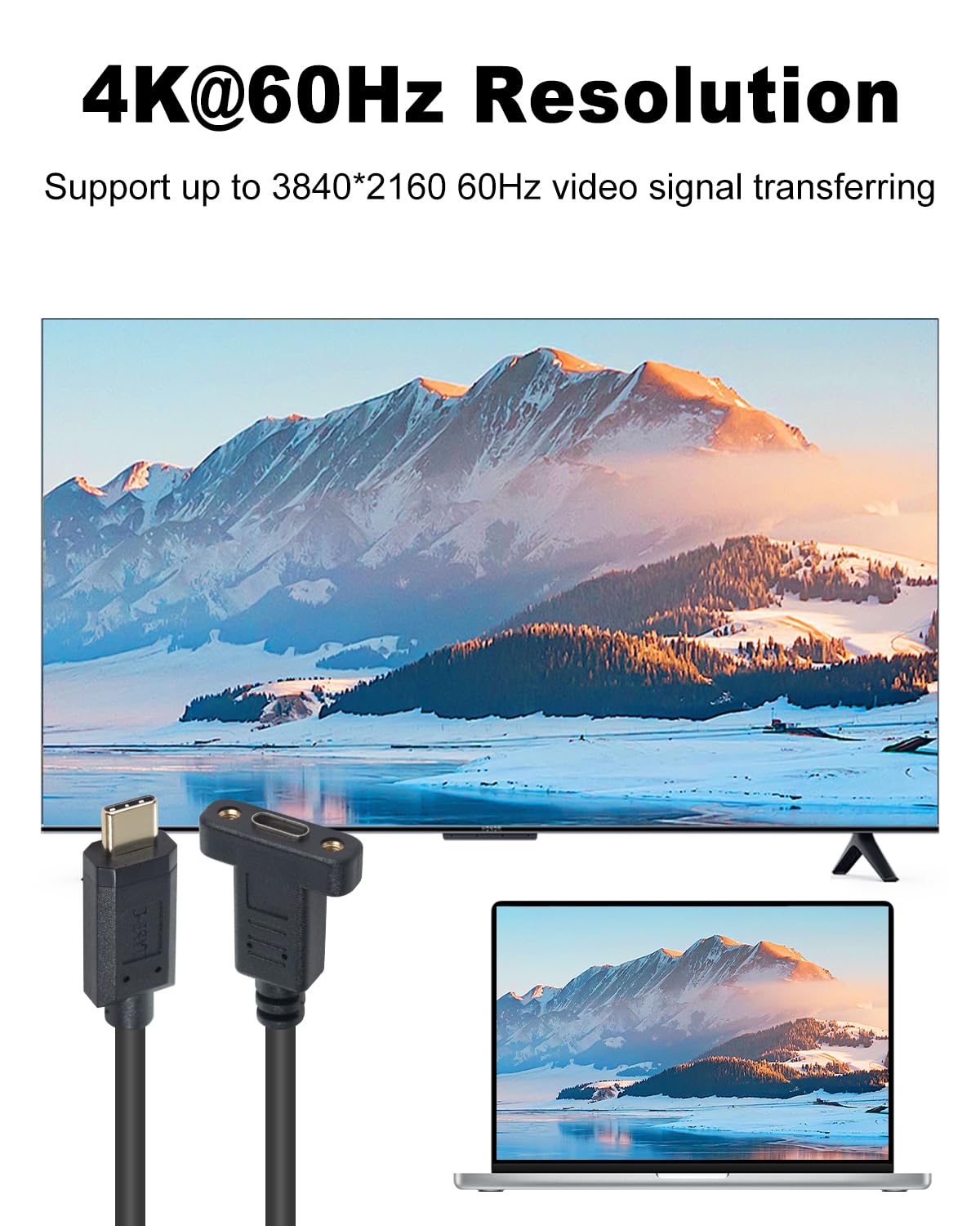 Poyiccot USB 3.1 Type C Extension Cable, USB C Extension Cable Short, USB C Panel Mount 10Gbps 60W USB C Extender Cable for Data & Sync (Straight USB C Male to Female), 1ft/30cm