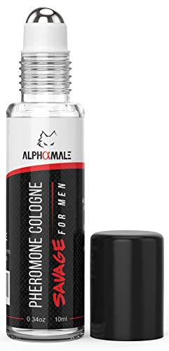 AlphaMale Premium Pheromone Cologne for Men - Savage Scent - Bold, Sultry Men's Cologne Infused with Pheromones for Attraction - Potent, Long-Lasting Formula to Attract Women - 0.34oz (10mL)