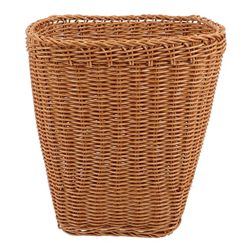 Alipis Office Decor Woven Waste Basket Wicker Trash Can Rustic Garbage Bin Laundry Hamper Rattan Plant Pot Farmhouse Storage Basket Rubbish Recycling Container for Kitchen Home Office Vintage Decor