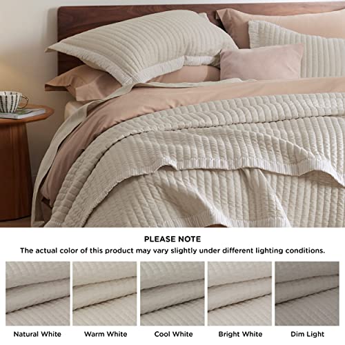 Bedsure Linen Quilt Queen Size - Lightweight Soft Quilt Bedding Set for All Seasons, Bedspreads & Coverlets, Corduroy Pattern Quilt Set, 3 Pieces, 1 Quilt (90"x96") and 2 Pillow Shams (20"x26"+2")