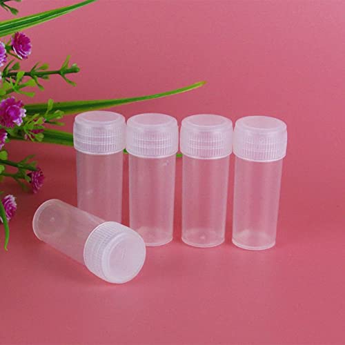 Othmro 75Pcs 5ml Plastic Bottles Lab Cylindrical Chemical Reagent Bottles, Wide Mouth Laboratory Reagent Bottles, Sample Sealing Liquid Storage Containers for Food Stores White Translucent