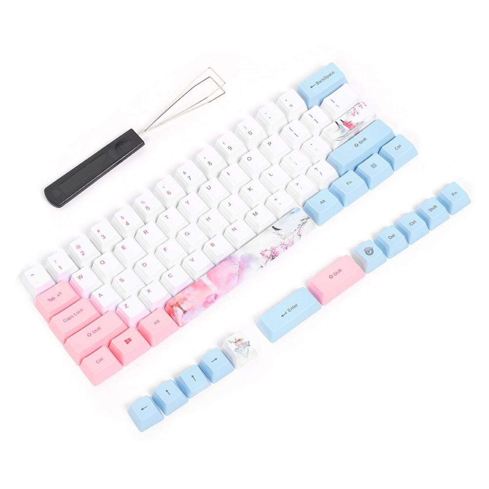 Richer-R PBT Keycaps Set, 73PCs Sublimation Keycaps PBT Mechanical Keyboard Accessory Five-Faced Dyed Anime Style, for MX Switches Mechanical Gaming Keyboard(73 keycap)
