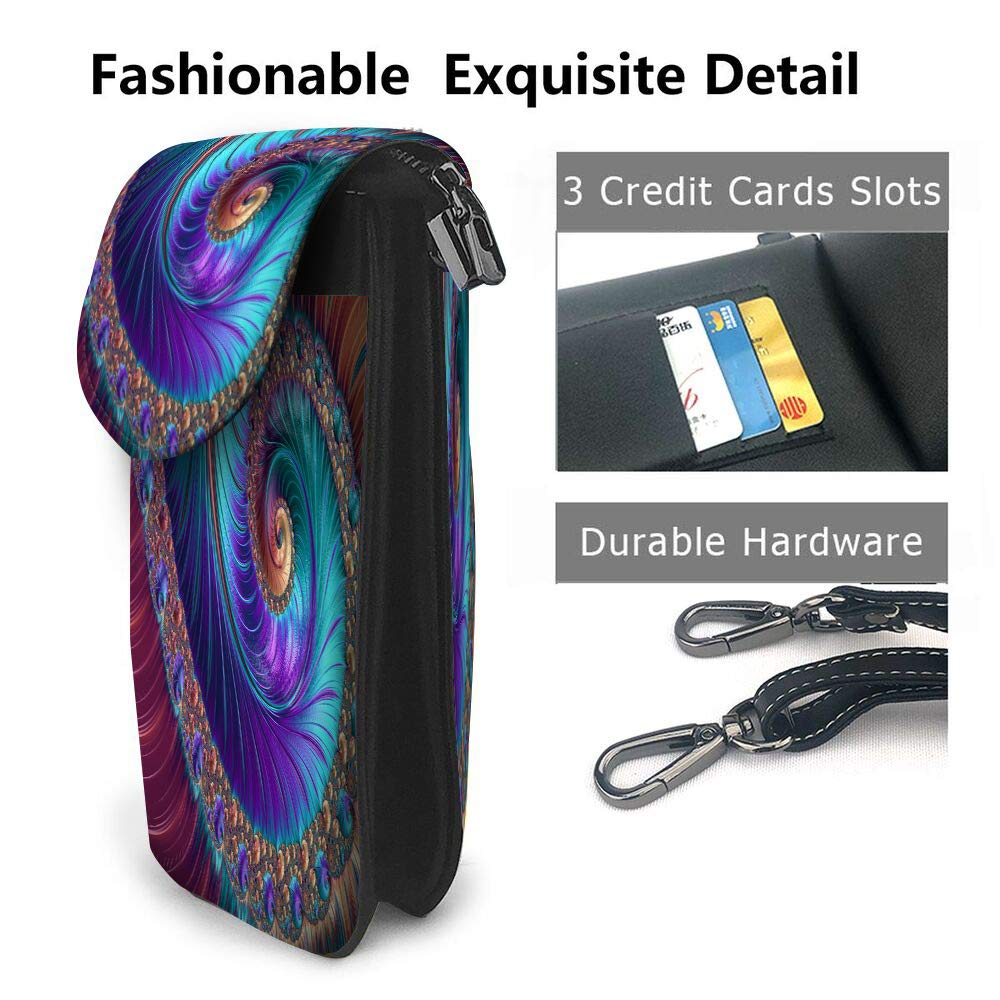 Beabes Abstract Art Crossbody Cell Phone Purse Fractal Shapes Texture Surreal Chaos Magic Artwork DreamWallet Handbag