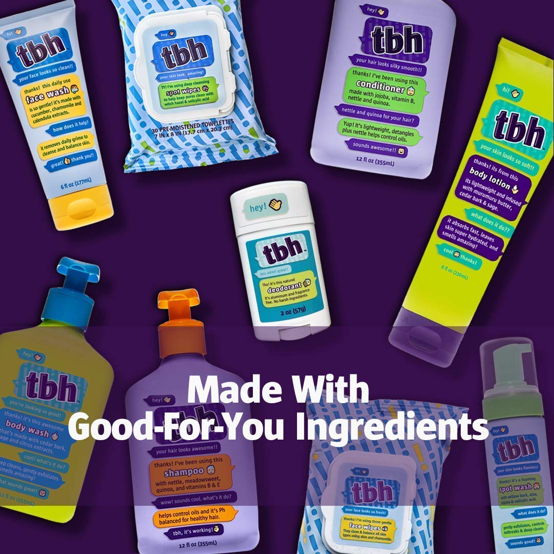 TBH Kids Spot Wash Wipes - Cleansing Face Wipes - Acne Prevention - Sulfate, Paraben Free - 30 Pack.