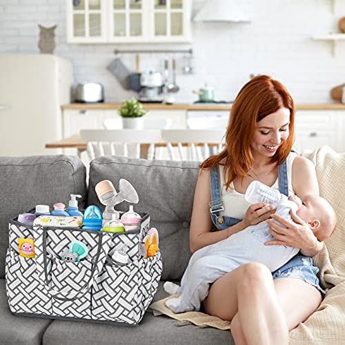 XL Baby Diaper Caddy Organizer - Heavy Duty Portable Diaper Storage Organizer - Baby Organizer for Nursery, Changing Table, Wipes & Toys - Car Basket for Nursery Storage Bin with Tote Holder Cover