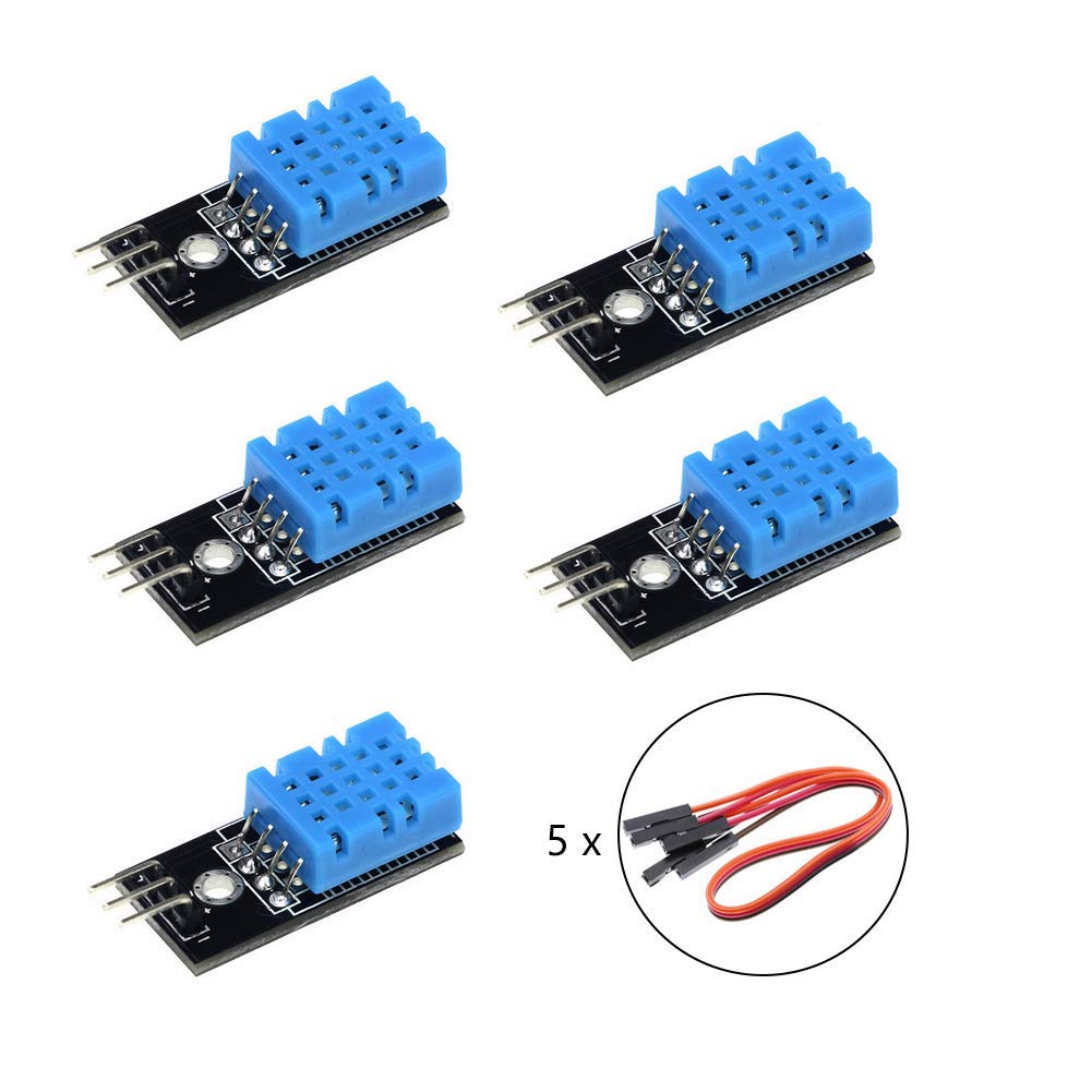 Treedix 5pcs DHT11 Temperature Humidity Sensor Module Digital Output 3.3V-5V with Dupont Line Compatible with Arduino
