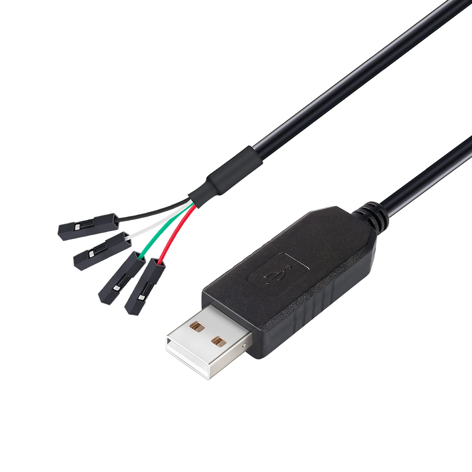 DTech USB to TTL Serial 3.3V Adapter Cable TX RX Signal 4 Pin 0.1 inch Pitch Female Socket PL2303 Prolific Chip Windows 10 8 7 XP Vista (6ft, Black)