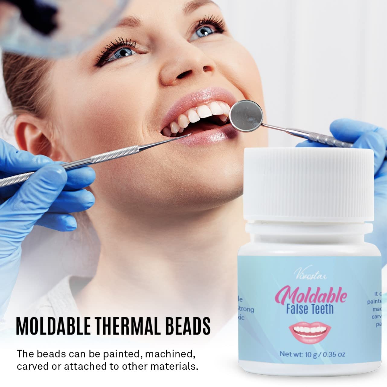 F.ZENI Teeth Repair Kit, Temporary Teeth Replacement Kit, Do it Yourself Thermal Fitting Beads, Moldable False Teeth for Snap On Instant and Confident Smile