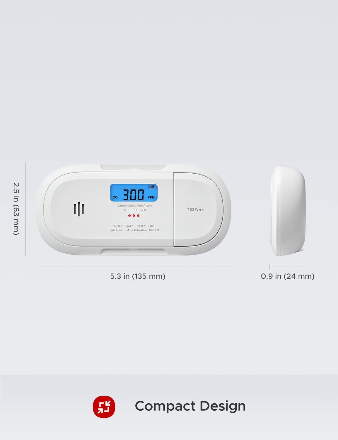 X-Sense XC04-R Ionization Sensor Carbon Monoxide Detector Alarm, 1-Pack