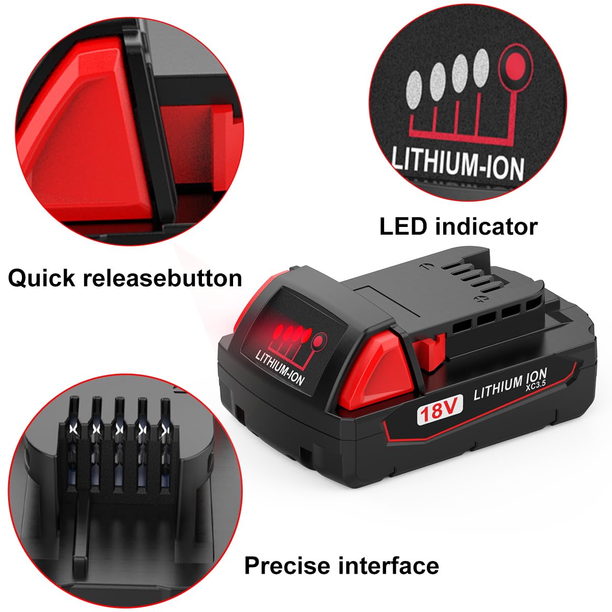 2Pack Replacement for m18 Battery Milwaukee 18V Lithium Starter Kit, 48-11-1815 48-11-1820 48-11-1828 18Volt Milwaukee M18 Battery XC + 48-59-1812 Charger for 18V Milwaukee M18 Battery