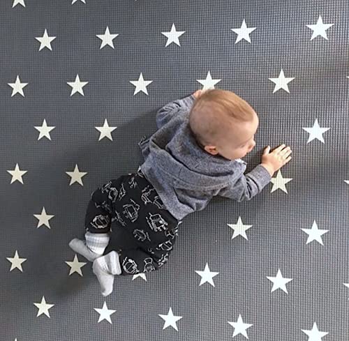 Large Waterproof Thick Padded Foam Baby Play Mat for Infants, Babies, Toddlers - for Play, Crawling & Tummy Time - 70 x 59 in. - Reversible, Double-Sided, Non-Toxic, Non-Slip Playmat - Star/Camo