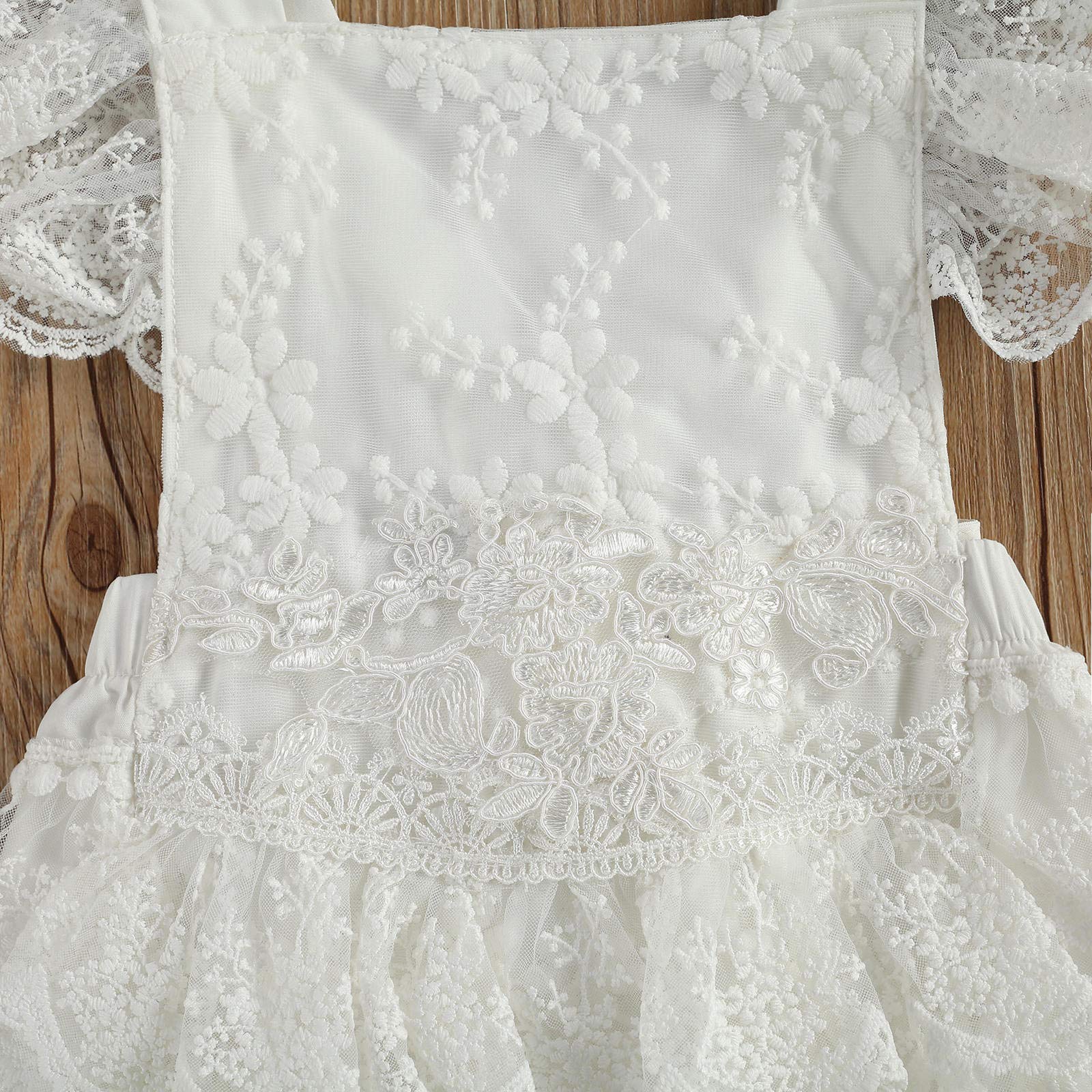 Newborn Baby Girl Romper Lace Tutu Dress Bodysuit Ruffle Sleeveless Jumpsuit with Headband Summer Outfits (White, 0-6 Months)