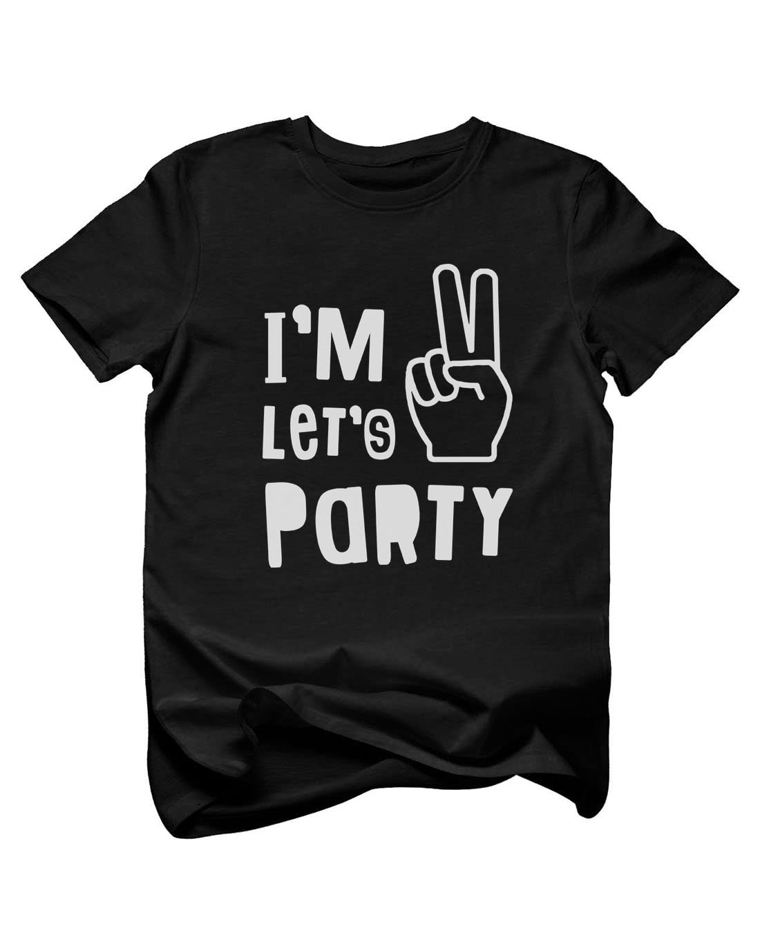 I'm Two Let's Party 2nd Birthday Shirt Gifts for 2 Year Old Boy Girl Toddler Kids T-Shirt 3T Black