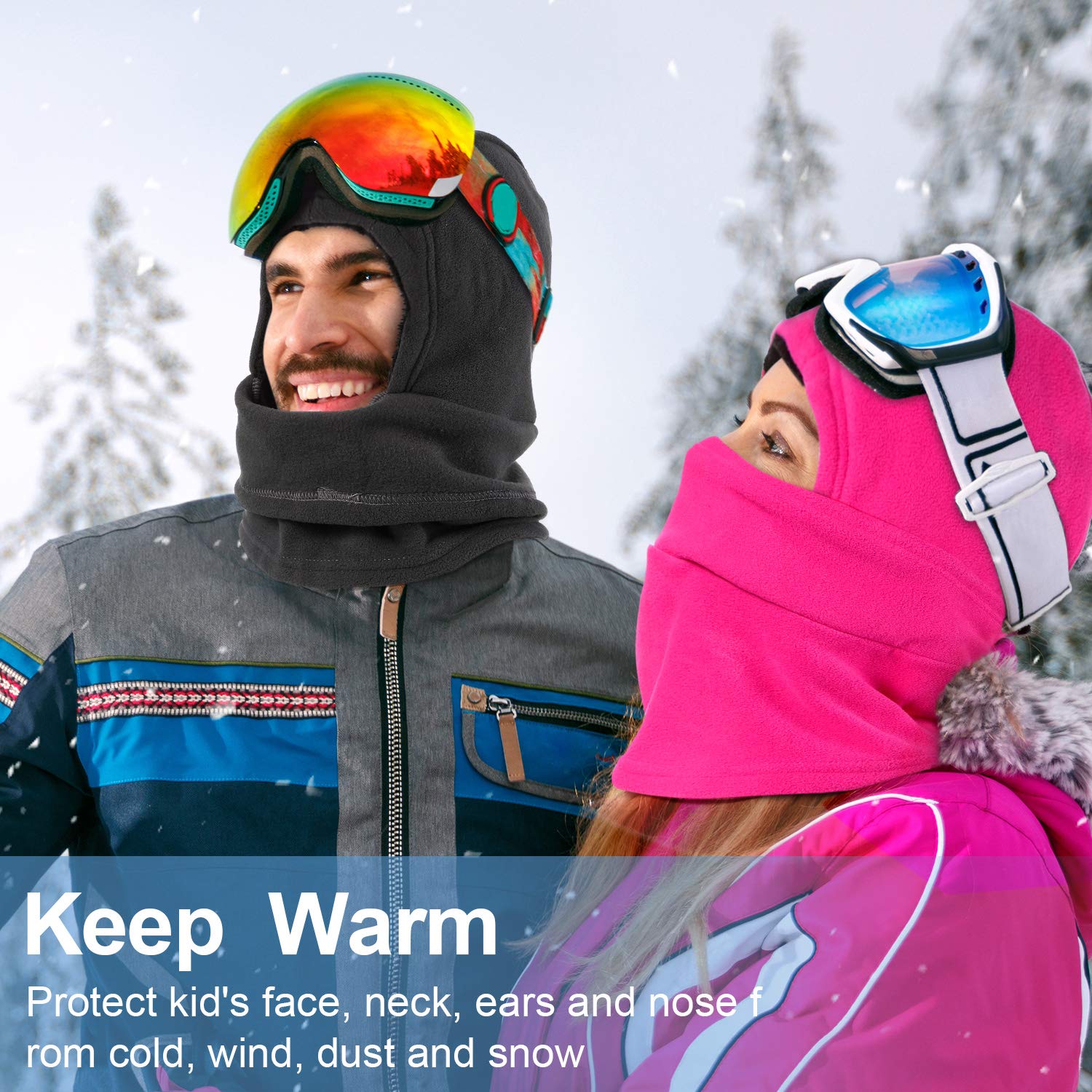 3 Pieces Balaclava Fleece Hat Ski Cold Weather Thick Face Cover Hat Winter Warm Windproof Adjustable Cycling Headwrap