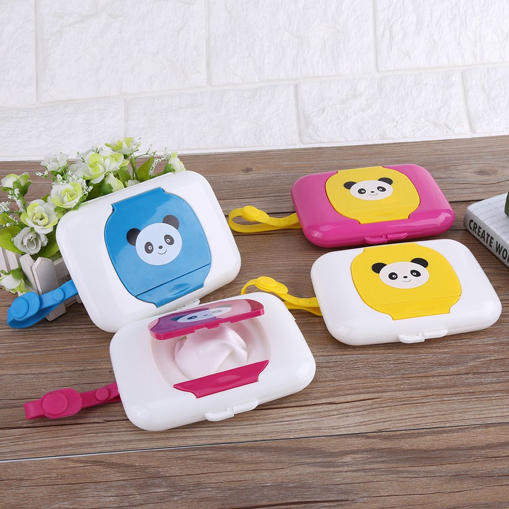 Wet Wipes Storage Box, Cute Baby Travel Wipe Case Child Wet Wipes Box Changing Dispenser Refillable Container for Home Bathroom Outdoor Storage Holder