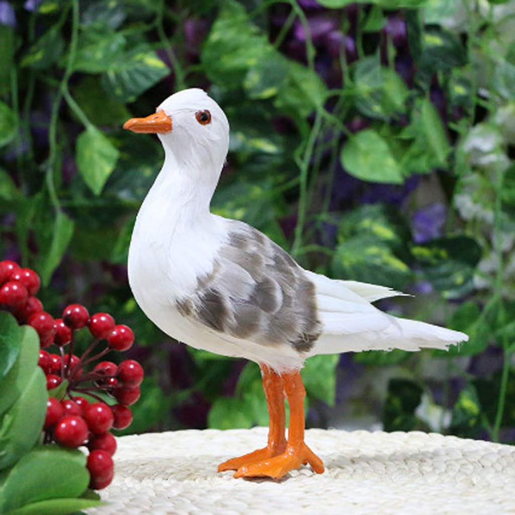 Baoblaze 2Pcs Realistic Seagull Bird Home Garden Decoration Artificial Feathered