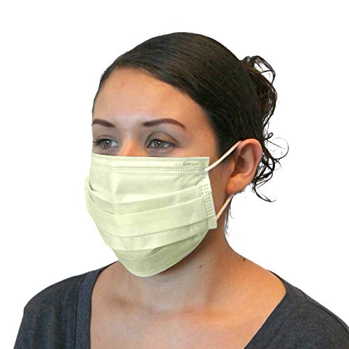BeeSure BE2100Y Ear Loop Face Masks, Yellow (Pack of 50)