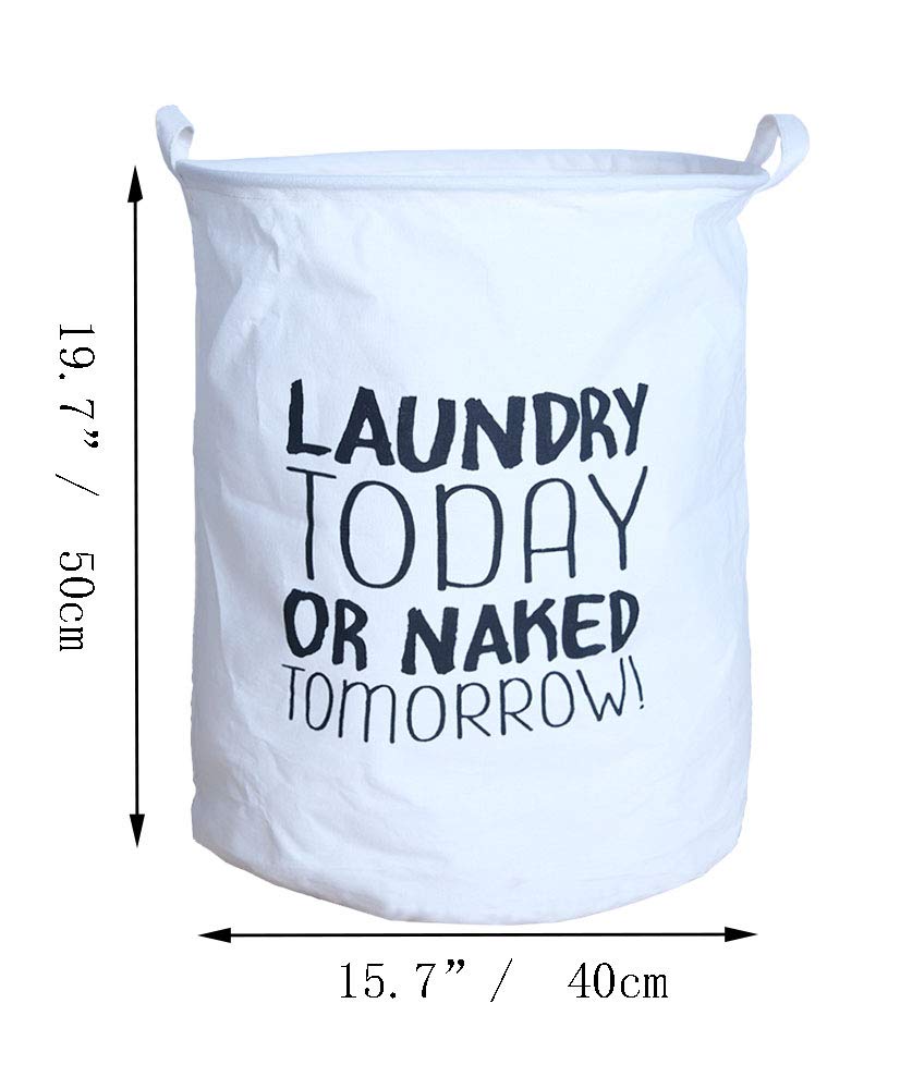SDAIGC Collapsible Unicorn Laundry Basket, Blondie Canvas Waterproof Round Storage Hamper, Clothes Toys Organizer Basket, Cute Kids Gift Basket(White Today)
