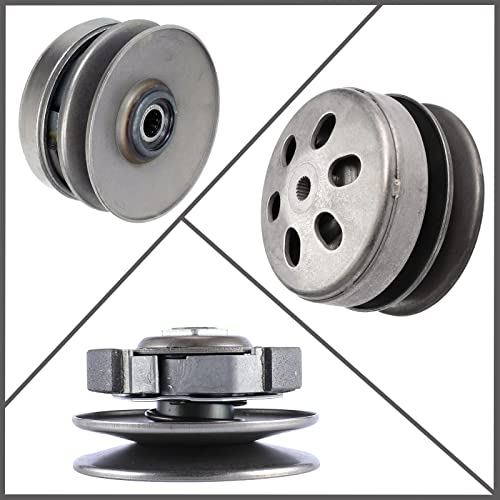 BATONECO Rear Clutch Assembly with Driven Pulley & Clutch Bell for GY6 125CC 150CC 157QMJ 152QMI 4-Stroke Engine, 19 Spline, Scooter ATV Go Kart