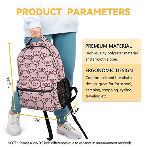 AIOMXZZ Pig Backpack Gifts, 16 Inch Cute Pig Bookbag Durable, Lightweight, Large Capacity, Funny Animal Backpack for School