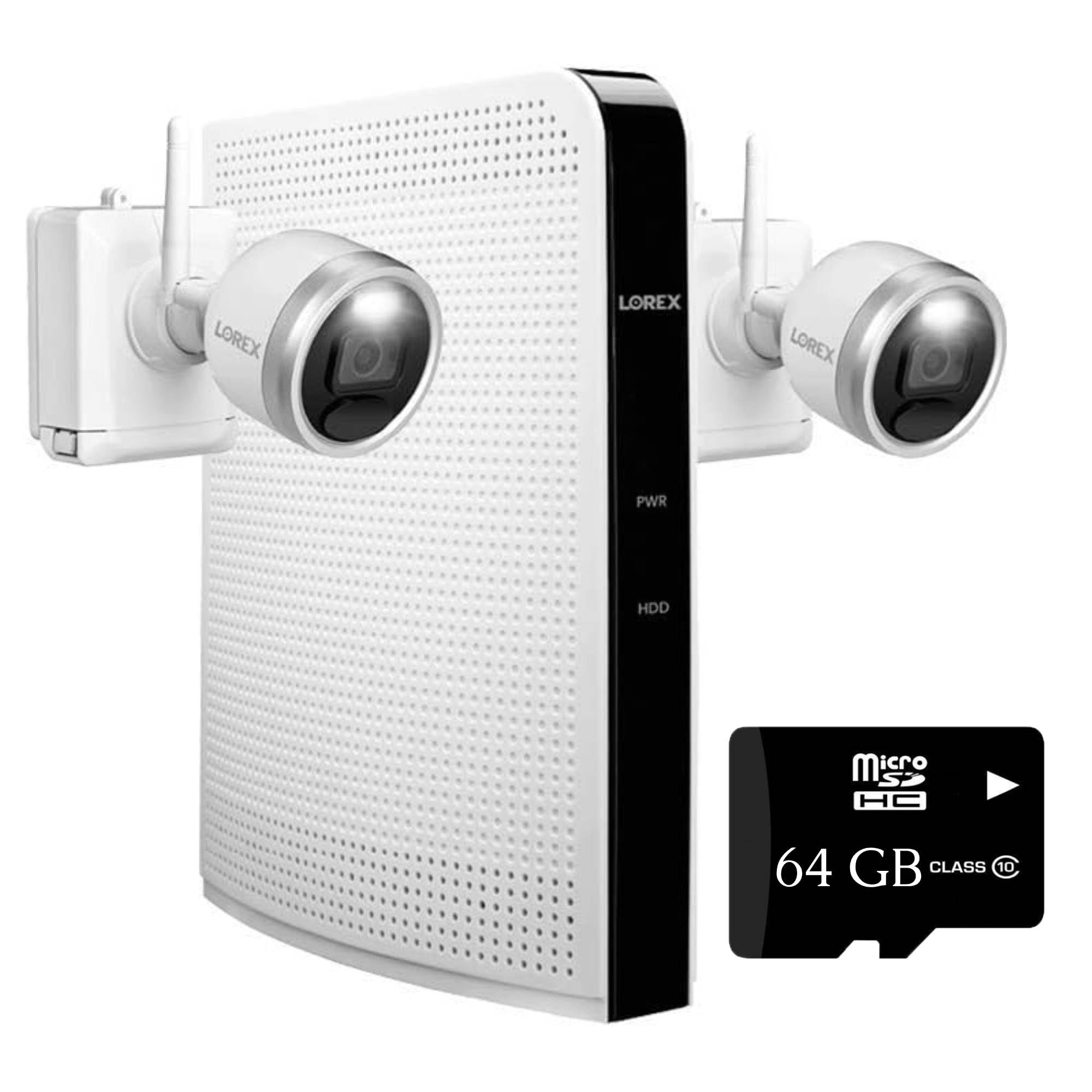 Lorex Indoor/Outdoor Wireless Security Camera System, 1080p HD Wire Free Cameras with Motion Detection Surveillance, Active Deterrence, 64GB MicroSD, 6 Channel NVR, 2 Battery Operated Cameras