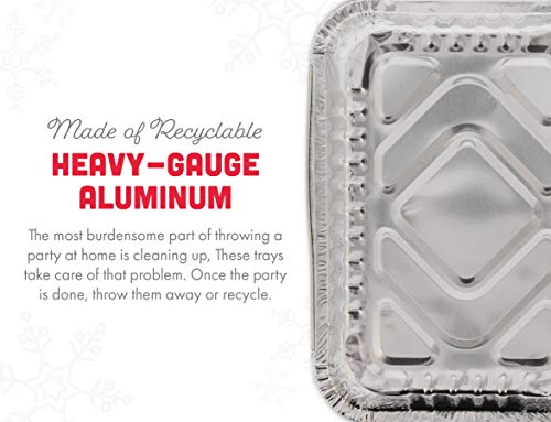 Gia's Kitchen Disposable Aluminum Pans with Lids, 24 Piece, Set of 12 - Heavy Duty Foil Pans with Lids Perfect for Leftovers, Holiday Treats, Gift Giving - Winter Friends Foil Container Rectangular