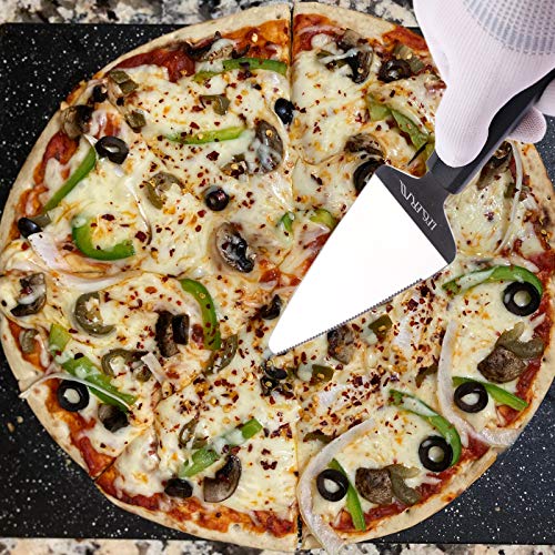 Stainless Steel Cake Slicer, Pie Server with Serrated Edges, Cutter Pizza Knife 1 Mirror Finished & 1 Onside with Fine Serrated Edge, Serrated Cake Serving Spatulas set for Pizza Pie Fruit Cutting