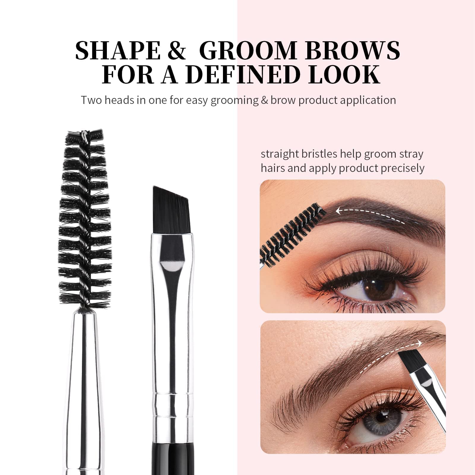 DUcare Eyeshadow Brush Set 6pcs Premium Eye Makeup Brushes Professional Eyeshadow Brushes with Double-Ended Angled Eyebrow Brush,Concealer, Blending, Eyeliner (Black)