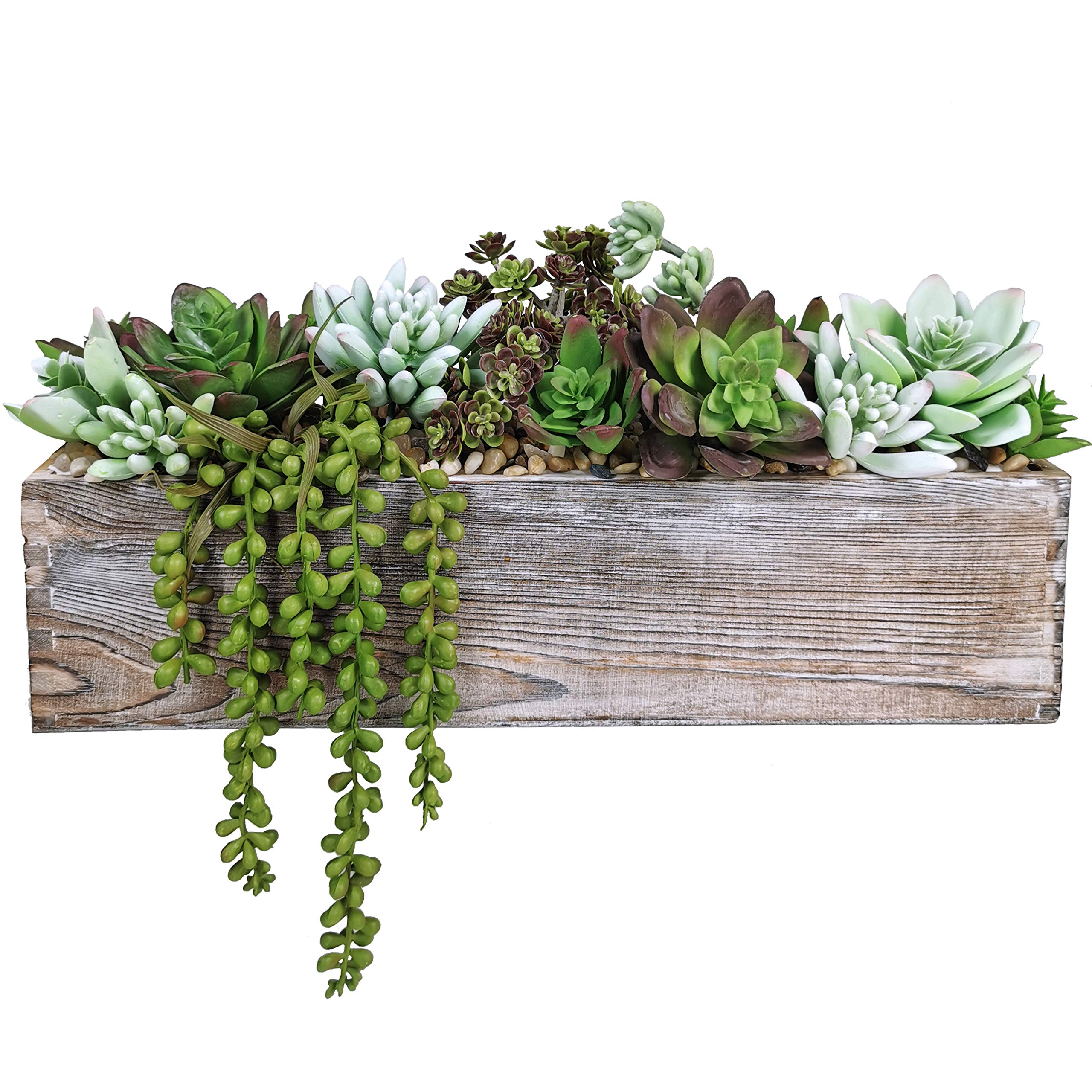 20 Pcs Artificial Succulents Fake Plants in Rectangular Wooden Pots Potted Succulents Plants Arrangement Artificial Succulents Garden for Table Centerpiece Windowsill Shelf Mantel Greenery Decor