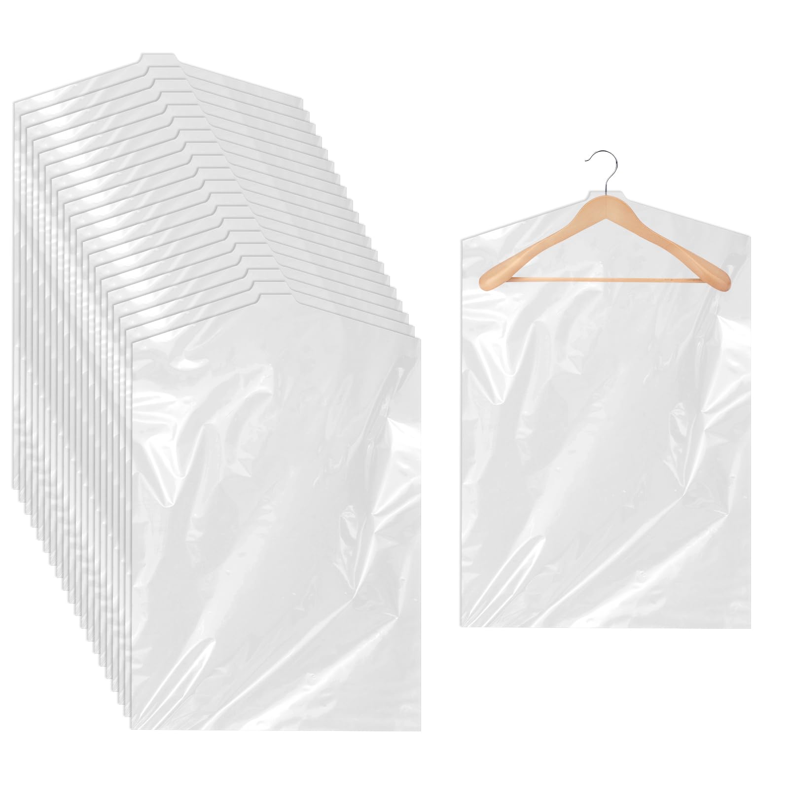 Amaxiu Garment Bags for Hanging Clothes, 35.4" x 23.6" Dust-Proof Clothes Covers 20pcs Clear Plastic Garments Dry Cleaner Bags for Closet Home or Travel Storage Gowns Coats Jacket Suits Dress