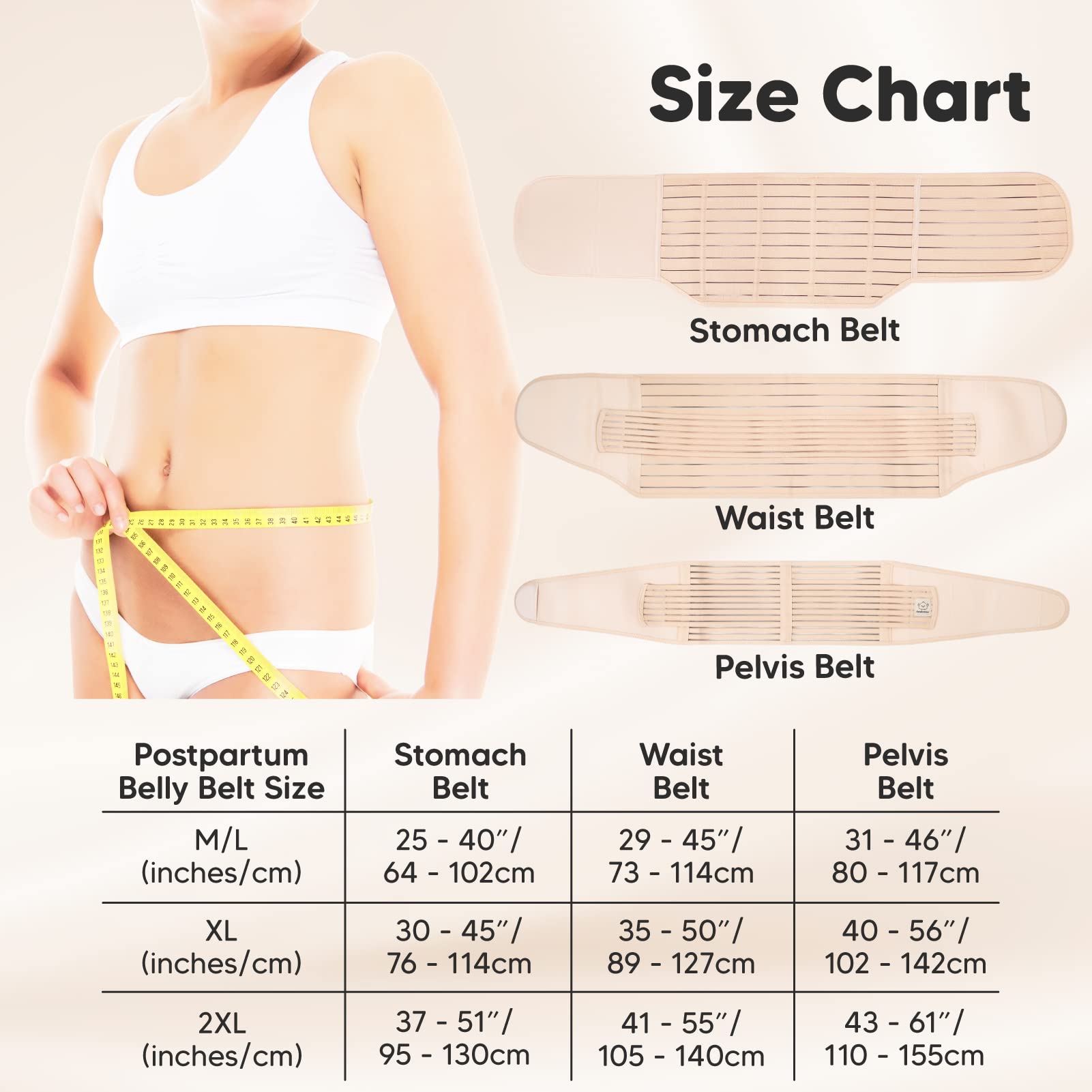 3 in 1 Postpartum Belly Support Recovery Wrap β Postpartum Belly Band, After Birth Brace, Slimming Girdles, Body Shaper Waist Shapewear, Post Surgery Pregnancy Belly Support Band (Classic Ivory, XL)