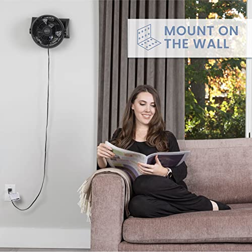 Air Circulator Portable Turbo Fan, 3 Speed Adjustable Desk Powers Cool Air-Waves Up To 25ft, Made Of Durable Material, Great Office & Living Room, NF006-BK8, 4'' W x 10'' L x 10 H, Black