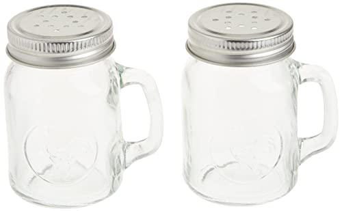 Circleware Mason Jar Rooster Mug Salt and Pepper Shakers, 5 oz, Clear