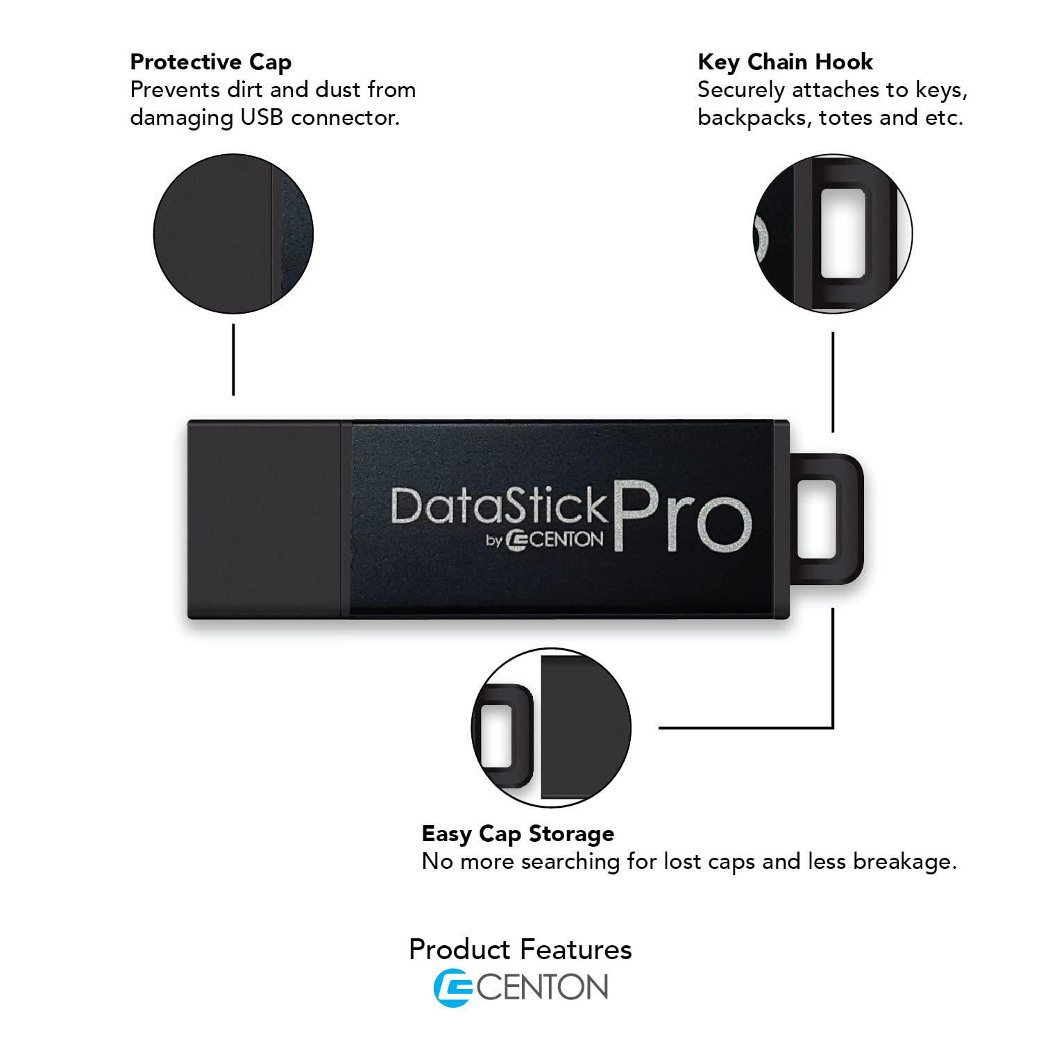 Centon Electronics MP Valuepack USB 3.2 Gen1 DataStick Pro Flash Drive, 32 GB, 10 USB Flash Drives, 10 Pack, Black